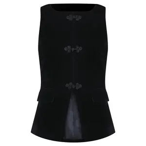 MAVLO Tailored Velvet Vest With Chinese Knot Buttons