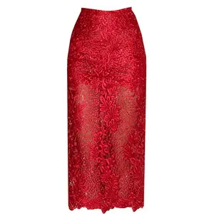 ANGELIKA JOZEFCZYK Orchidea Lace Skirt - Red