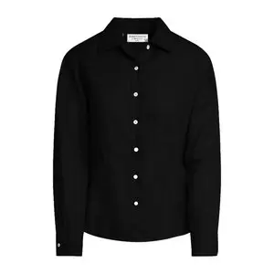 Haris Cotton Linen Long Sleeved Shirt With Darts - Black
