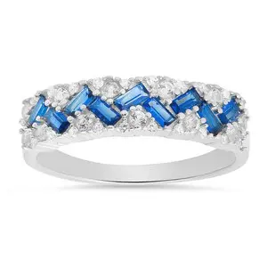 KYLIE HARPER Sterling Baguette-cut Sapphire Band Ring - Silver