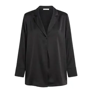 ASHITA FERNANDES Poly Satin Collared Shirt - Black