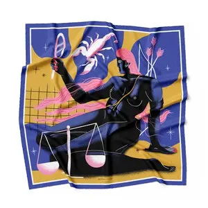 MOMME STUDIO Spica Neck Silk Scarf - Blue