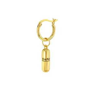 TRUE ROCKS 18kt Plated Mini Pill Charm On Hoop Single - Gold