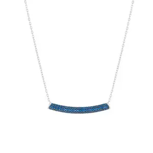 SPERO LONDON Silver / Blue Sterling Silver Concave Bar Necklace Navy Blue Silver - Silver/blue
