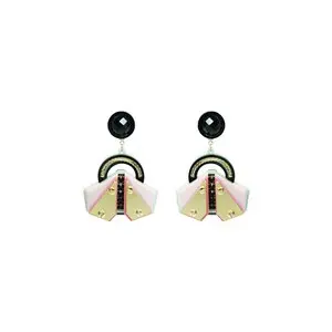 GISSA BICALHO Green / Black Acrylic Handmade Earring Papaloti / Green - Green/black