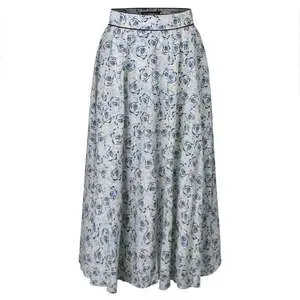 SMART AND JOY Floral-print Cotton Midi Skirt - Blue