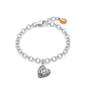 UNALOE Sterling Openwork Heart Charm Bracelet – Elegant Symbolic Jewelry - Silver