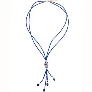 FARRA Classic Y Shaped Lapis With Rhinestone Necklace - Blue