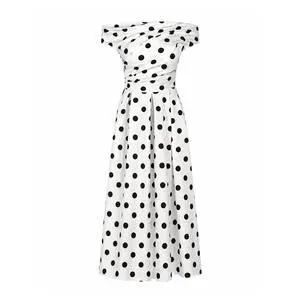 GIRL IN MIND Betty Asymmetric Midi Dress Polka - Black