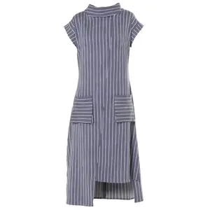 METAMORPHOZA Midi Striped Denim Dress In Dark