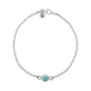 NELLOU JEWELLERY Turquoise Birthstone Gem Dot Bracelet Sterling Silver December - Blue