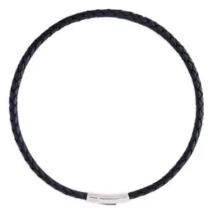 N'DAMUS LONDON Holborn Leather Braided Necklace - Black