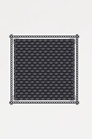 GIODORO Black / White Gd Print Silk Scarf - Black/white