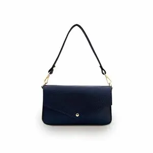 APATCHY LONDON The Munro Navy Leather Shoulder Bag - Blue