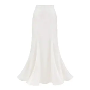 JULIA ALLERT High Waist Double-sided Satin Maxi Skirt – Ivory - White