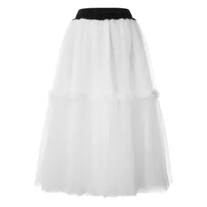 JANA COSHÈ Tiered Tulle Maxi Skirt - White