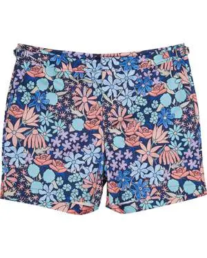 LORDS OF HARLECH Pool Rough Floral Swim Short Navy - Blue