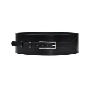 HAUTE CUIR Beatrix Wide Leather Belt - Black