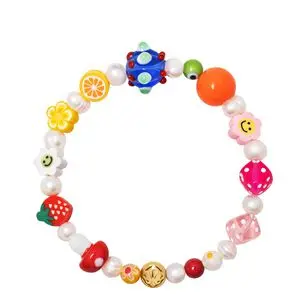 NIALAYA JEWELRY Berry Pearl Bracelet With Assorted Beads - Yellow