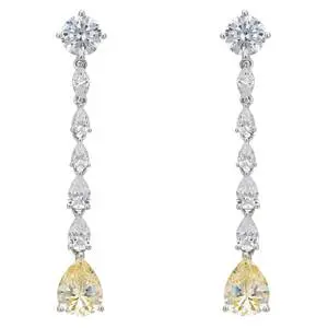 LATELITA Silver / White / Yellow Blanchett Drop Earrings Yellow Topaz Silver - Silver/white/yellow