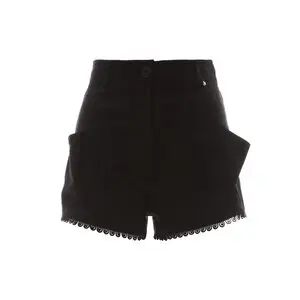NISSA High Waisted Cotton Shorts - Black