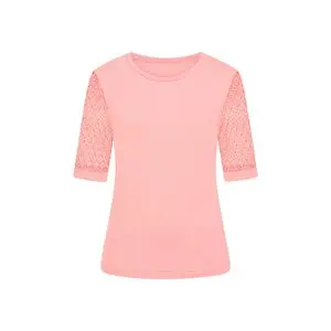 SOPHIE CAMERON DAVIES Cotton T-shirt With Lace Sleeves - Pink