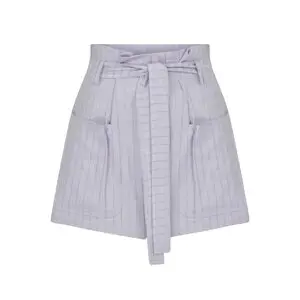 NAZLI CEREN High Waisted Linen Blend Shorts With Drawstring And Patch Pockets