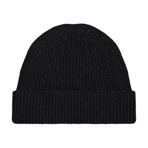 PAUL JAMES KNITWEAR Lightweight Merino Cashmere Beaulinee Beanie - Black