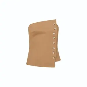 NAZLI CEREN Neutrals Odyle Cotton Bustier In Golden Straw - Yellow