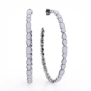 LINDA FIORE Adeline Creme Enamel Sterling Silver Hoop - White