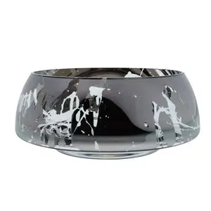 An&Angel Deco Jazz Splashed Centerpiece Mirror Bowl - Silver