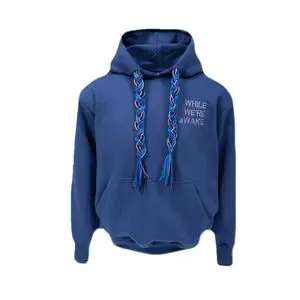 WHILE WE'RE AWAKE Braid On Braid Dark Hoodie Blue
