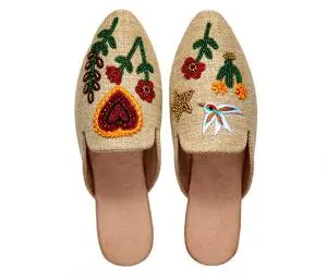 Fuchsia Shoes Embroidered Mules Clogs For Women