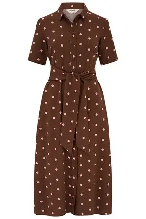 SUGARHILL BRIGHTON Polka Dot Midi Shirt Dress