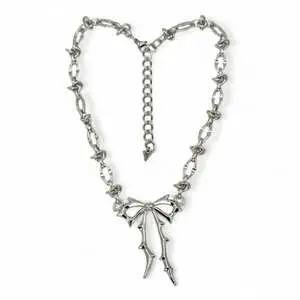 JAGGED HALO JEWELRY Gold-plated Bow Pendant Necklace - Silver