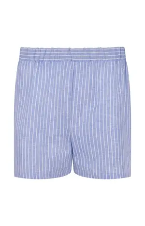 GUNDA HAFNER LTD Striped Cotton Linen Blend Shorts