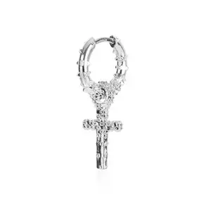 KASUN LONDON Cross Hoop Earrings - Silver