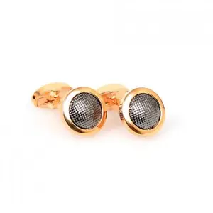 DAVID WEJ Circle With Gunmetal Cufflink – Gold Gunmetal - Yellow