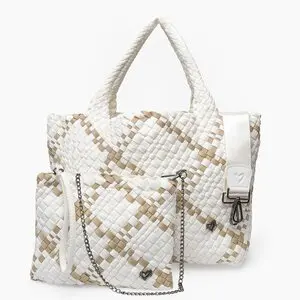 PRENELOVE London Large Woven Totes White & Tan - Brown/white