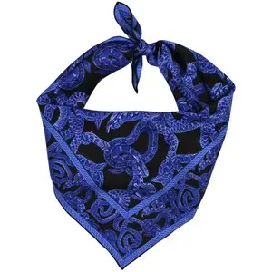 MONZLAPUR NEW YORK Silk Serpent Noir Scarf Small Electric - Blue