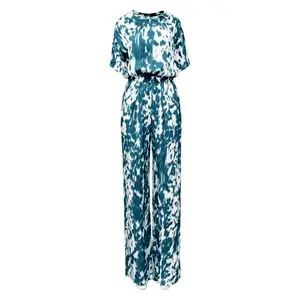 OH!ZUZA NIGHT&DAY Neutrals Echo Viscose Satin Co-ord Set – Print - Blue