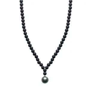 ORA PEARLS Tahitian Pearl & Onyx Necklace - Black