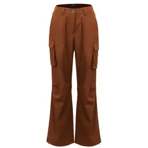 SMART AND JOY Drawstring Ankle Cargo Pants - Brown