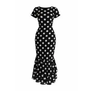 GIRL IN MIND Roxy Boat Neck Frill Midi Spot