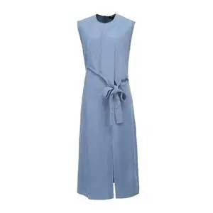 SMART AND JOY Cupro Draped Side Tie Midi Dress - Blue
