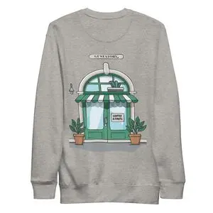 ANCHOR & CREW Carbon Gustatory Coffee & Chats Embroidered Sweatshirt - Grey