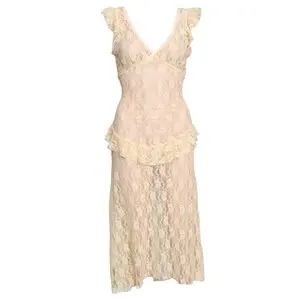 LOVE AND NOSTALGIA Summer Love Lace Midi Dress Lemon - Yellow
