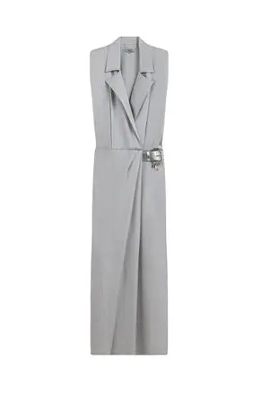 NOCTURNE Embellished Belt-detail Maxi Dress - Grey