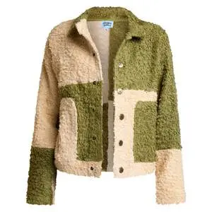 KNOWN SUPPLY Colorblock Sherpa Jacket Libby Pear