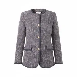 FRANCHETTI BOND Mirabella Navy Weave Long-line Jacket - Blue